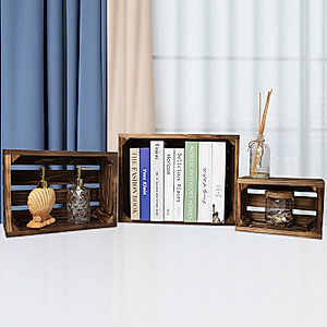 TNQNCFL Wooden Crate for Display and Storage，Rustic Decorative Wood Crate，Nesting Storage Box，Wood Basket，Handmade Natural Solid Wood Box，Farmhouse Container Boxes（Extra Large Set Of 3）