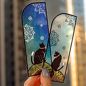 WAGA 6Pcs Retro Bookmarks PET Cute Black Cat Daily Series Reading Book Mark Page Stationery Kawaii Clips Markers Page Hand Account