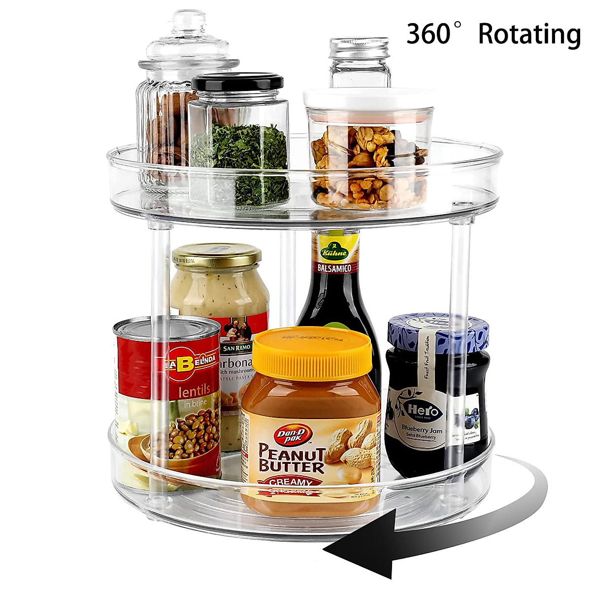 LUNKUIVY 2 Pack Lazy Susan Turntable, 2 Tier Lazy Susan Spice Rack Organizer 360 Degree Rotating Non-Skid for Kitchen Cabinet, Table, Pantry
