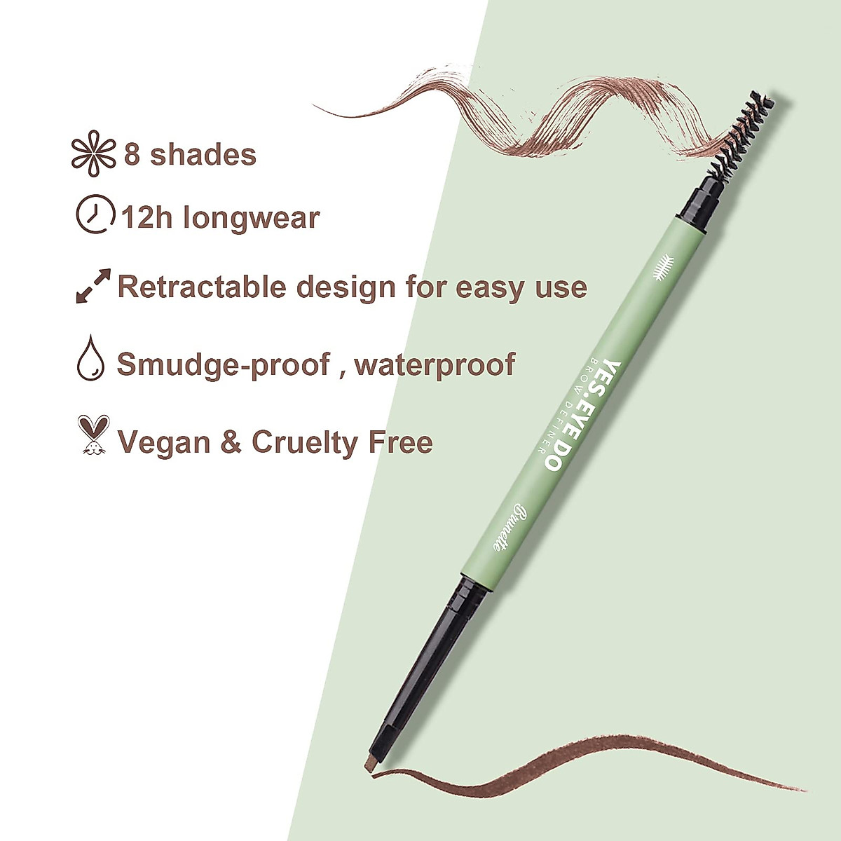 Gray Eyebrow Pencil Liner, Ultra Slim Eyebrow Pencil Automatic Brow Definer Long Lasting, Waterproof Micro Fine Triangle Tip Double Head Brow Sculptor for Natural Eye Brow Lamination Makeup Look, Grey, YES.EYE DO
