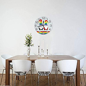 Tenghui Christmas Funny Cute Santa Elves Gnomes Round Wall Clock Silent Non Ticking Battery Operated Easy to Read for Student Office School Home Decorative Clock Art