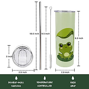 Frog Tumbler, Frog Gifts for Women/Frog Lovers, Frog Cup/Coffee Mug/Water Bottle, Cute Coffee Tumbler/Mugs for Women,Unique Kawaii Frog Stuff/Decor/Accessories/Things, 20 Oz Tumbler with Lid and Straw