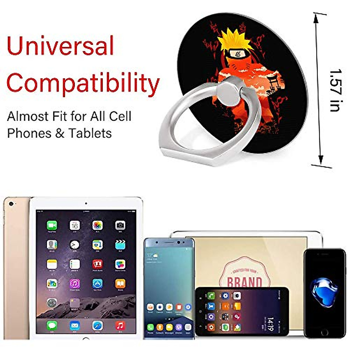 Finger Ring Stand Metal Portable Durable Two Samurai Pattern for Girls Boys,360°Rotation Cell Phone Ring Holder Kickstand Compatible with iPhone and All Smartphones