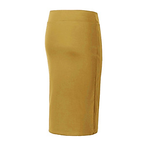 Urban CoCo Women's Elastic Waist Stretch Bodycon Midi Pencil Skirt (as1, Alpha, x_l, Regular, Regular, Turmeric)