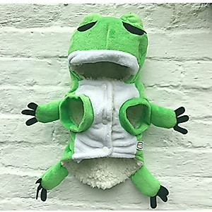 ChezAbby Funny Frog Dog Cat Costumes Pet Halloween Christmas Cosplay Clothes Adorable Flannel Kitten Outfits Clothes Soft Velet Puppy Apparel Fleece Doggie Sweater Warm Cat Coat