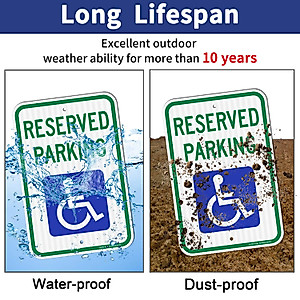 (2 Pack) Reserved Parking Sign, Handicap Parking Sign, with Picture of Wheelchair Sign, 18 x 12 Engineer Grade Reflective Sheeting Rust Free Aluminum, Weather Resistant, Waterproof, Durable Ink