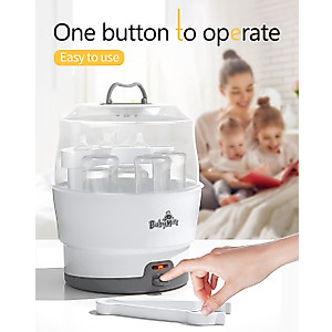 Bottle Sterilizer, Baby Bottle Sterilizer, Electric Steam Bottle Sanitizer for Baby Bottles, Pacifiers, Nipples, Teethers, Breast Pump Accessories, One Button Control, Easy BPA-Free Bottle Cleaner