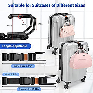 Luggage Hook Strap, J Hook Luggage Strap Flight Attendant with Hands Free, Adjustable Travel Luggage Straps for Add a Bag Hook (Black)