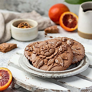 Cosybeau Cookie Stamp Carved Wood Mold Press Cookie Mold, Custom Wooden Biscuit Cutter Cookie Presses Stamps DIY Christmas Thanksgiving for Baking (Peony)