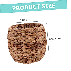 CHILDWEET Straw Storage Basket Wicker Trash Can Basket Plant Containers Sundries Storage Basket Wardrobe Baskets Straw Baskets Straw Planter Basket Garbage Can Arrangement Iron