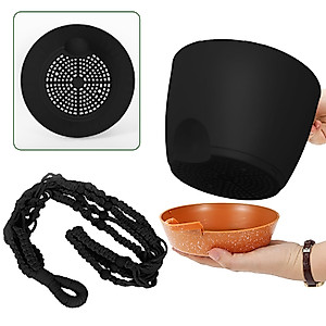 GARDIFE 8 Inch Hanging Planters with Macrame Plant Hanger for Indoor and Outdoor Plants, 2 Pack Large Self Watering Hanging Plant Pot with Basket Flower Pot with Drainage Hole, Black