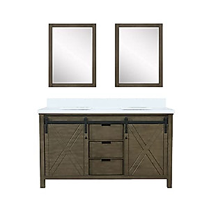 Bell+Modern Ketchum 60 in W x 22 in D Rustic Brown Double Bath Vanity, Cultured Marble Countertop and 24 in Mirrors