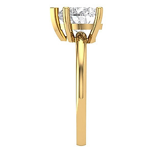 2.0 Ct Brilliant Heart Cut Clear Simulated Diamond 14K Yellow Gold Solitaire Engagement Promise Bridal Ring Size 6