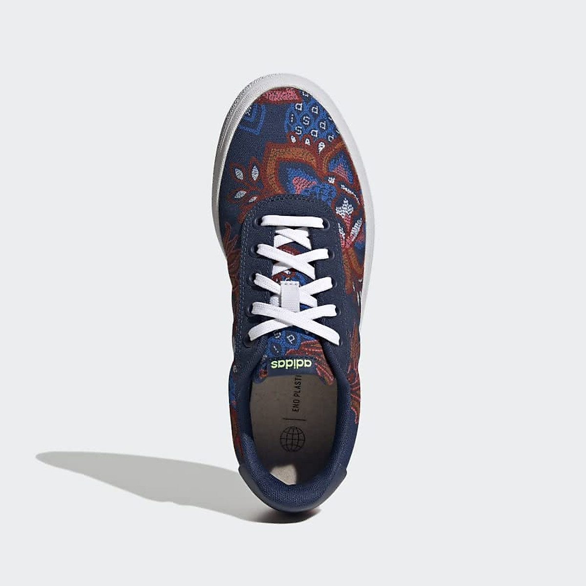 adidas Women's VULCRAID3R Skate Shoe, Mystery Blue/Hi-Res Yellow/FTWR White, 8.5