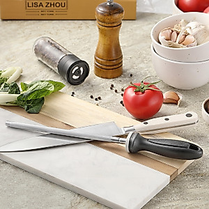 Knife Sharpener Rod, Little Cook 12 inch Knife Sharpening Steel, Knife Sharpening Rod with Ergonomic PP Handle (black)