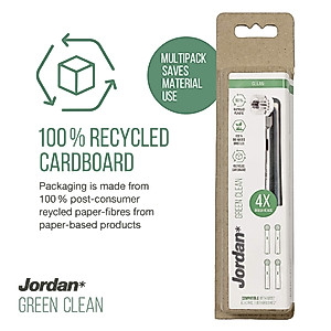 Jordan ® | Clean Smile Electric Toothbrush for Adults + Green Clean Electric Toothbrush sustainable refills x 4 units | Quick Charge, Long-Lasting Battery, Pressure Sensor, 2 Speed Modes | Black Color