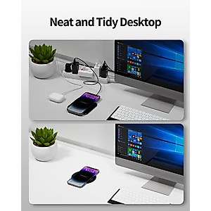 Eazpower Invisible Wireless Charger - 40MM(1.57") Under Desk Wireless Phone Charger - Hidden Charging Pad Under Table for iPhone 14/13/12/11 and Samsung Galaxy S23/S22/S21 (Adapter Included)