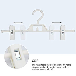 DOITOOL 10 Pack Plastic Skirt Hangers, Space Saving Cloth Hangers with Retractable Clips, Non Slip Clip Hangers for Pants, Bulk Plastic Hangers Closet Organizer (White)