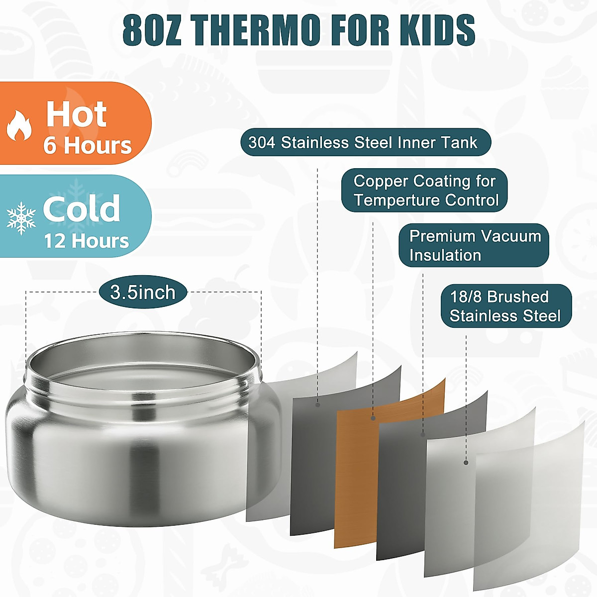 Bento Lunch Box for Kids with 8oz Soup Thermo&Lunch Bag, Leak-Proof Lunch Food Containers with 4 Compartment, Hot Food Insulated Food Jar for Kids School (Pink)