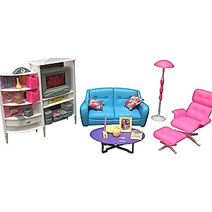 Gloria Dollhouse Furniture - Family Room TV Couch Ottoman Playset