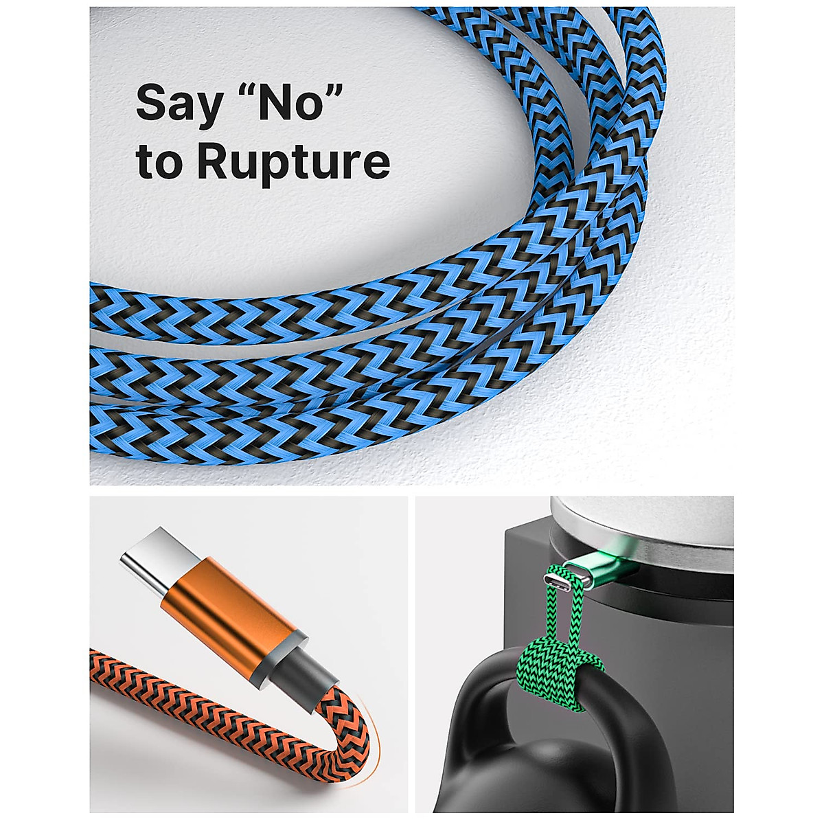 Aioneus USB A to Type C Charger Cable 10ft 3Pack, Long USB C Fast Charging Cord Braided for Samsung Galaxy S22 S21 S20 S10 S9 A03s A12 A13 A20 A21 A32 A42 A50 A51 A53 A71 S10e A10e, Moto G7 G6, LG