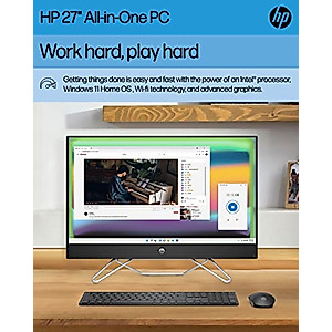 HP All-in-One Bundle PC, 27" Full HD Micro-Edge Touchscreen Display, 12thGeneration Intel Core i5 Processor, Intel Iris Xe Graphics, 12 GB SDRAM, 512 GB SSD, Windows11 Home OS, Wi-Fi (27-cb1170, 2022)