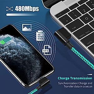 iPhone Lightning Charger Cable 10FT [MFi Certified] Right Angle 90 Degree Nylon Braided Charging Cord Extra Long for iPhone 12/12pro/11/11pro/XS MAX/XR/8/7（3Pack）