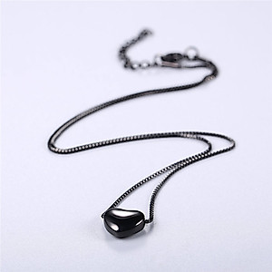 U7 Cute Heart Choker with Black Gun Plated Italian Box Chain Pendant Necklace, 17-19 Inch