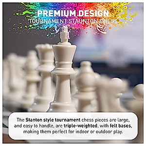 MegaChess The Perfect Chess Set Classic Heavyweight Edition - Tournament Chess Set for Kids & Adults - with Two 20” x 20” Silicone Boards, Triple Weighted Staunton Pieces, Carry Box & Bags