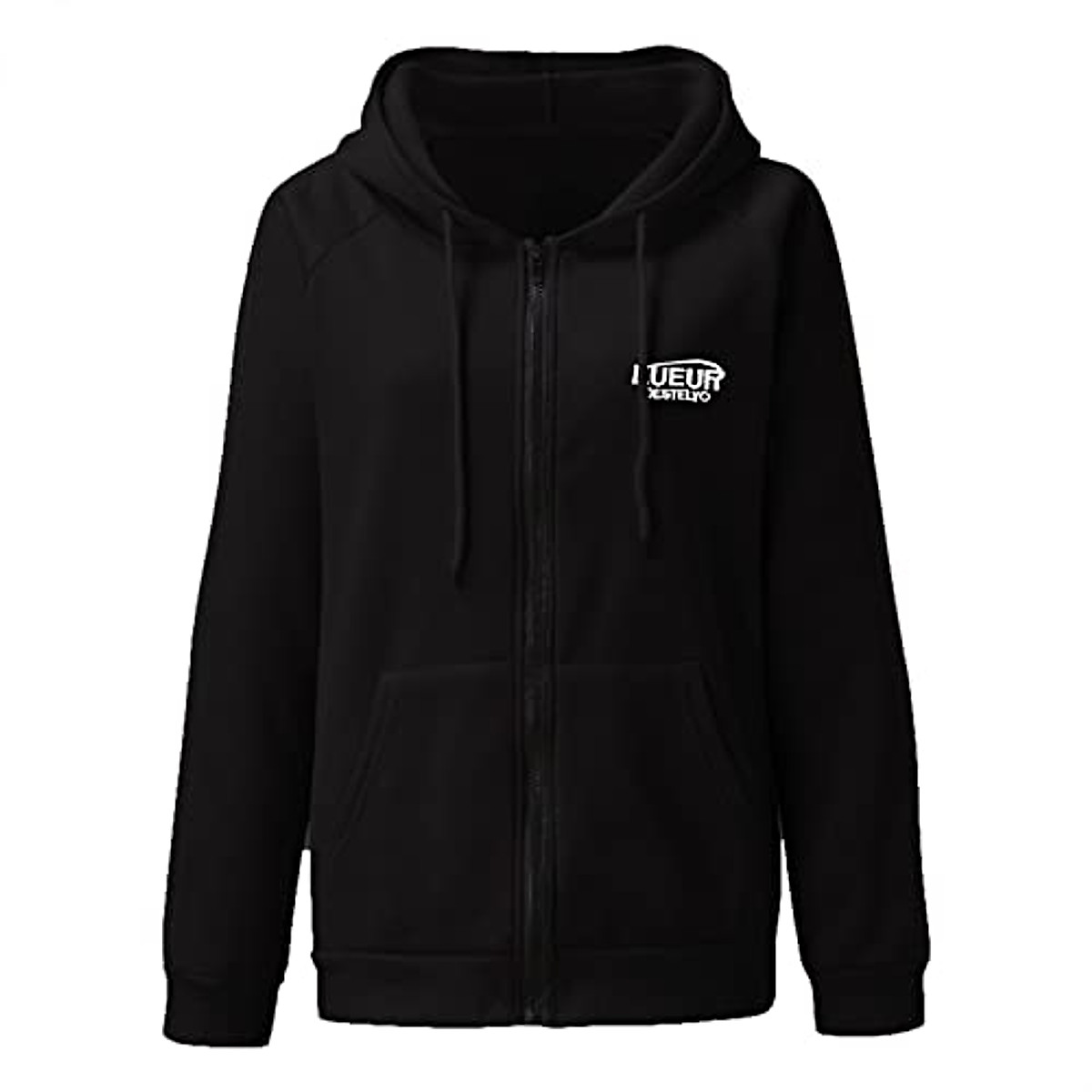 YOMXL Women's Y2K Vintage Graphic Zip Up Hoodie Oversized Casual Drawstring Hoodie E-Girl 90s Streetwear Jacket Tracksuit Black