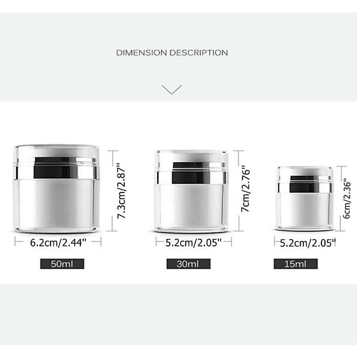 Airless Pump jar - 15/30/50ml Cream jar Vacuum Bottle, Lotion Dispenser with Pump, Travel Containers for Lotions and Creams Proof Leak-Proof DIY Travel (15ml)