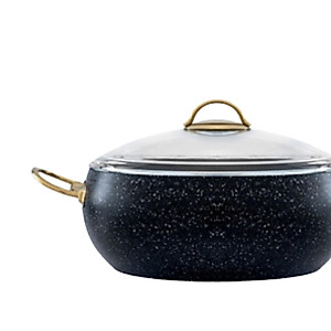 Acar Nostalgia Black Deep Pot, Nonstick Pasta Pot/Stockpot/Stock Pot with Glass Lid, Pots and Pans, Dishwasher Safe Black, Stainless Stylish Handles. Four Different Size Nonstick Pot (24 cm)