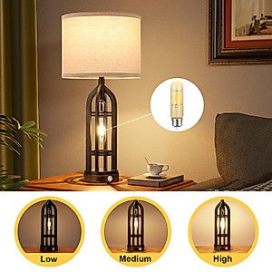 Seealle T30 Led Bulb, 3-Way Dimmable T30 Vintage LED Bulb, Natural White 2700K, E26 Base, AC 120V, 5W Edison Lights Bulbs for Living Room Table Lamp, 1 Pack