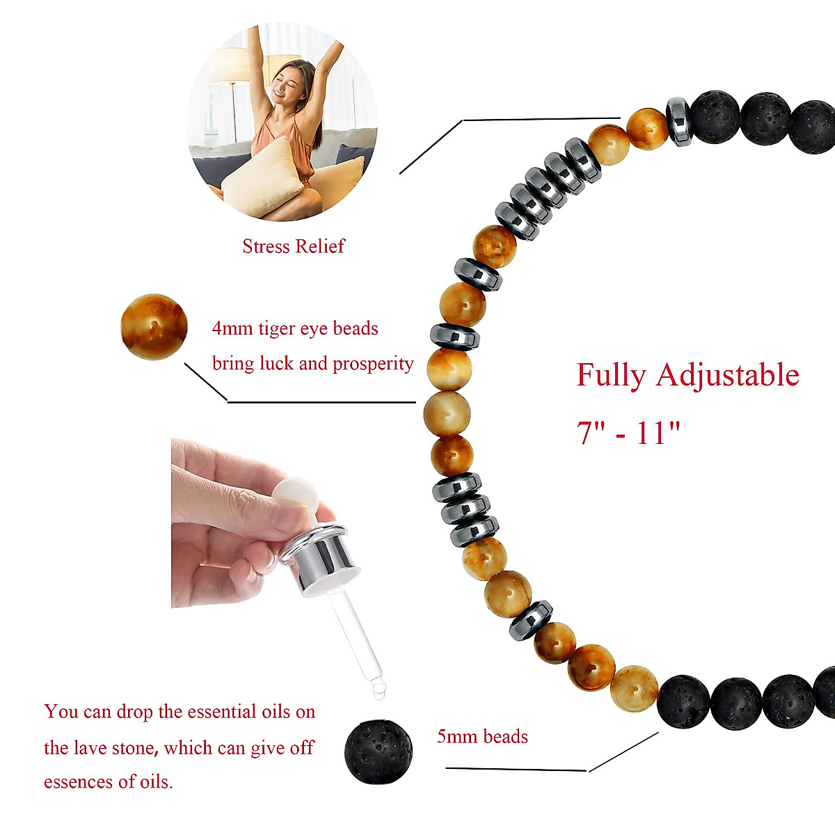 JoycuFF Daughter Bracelet from Mom Lava Rock Stone Beaded Bracelets for Mother and Daughter I Love You Morse Code Bracelets for Women Christmas Birthday Gift for Daughter from Mothers Beaded Jewelry