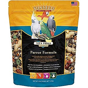 Sunseed 49050 Vita Prima Sunscription Parrot Food - High-Variety Formula, 4 LBS