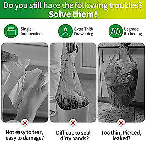 Trash Bags Small 2 to 4 Gallons Drawstring with Handles, Small Kitchen Garbage Bags White Drawstring Wastebasket Ultra Strong Bags, Clear Simple Trash Bags for Bathroom, Bedroom Office 15L(90 Counts)