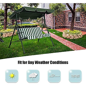 Porch Swing Canopy Replacement Waterproof Swing Top Cover Garden Swing Seat Replacement Canopy Sun Shade Awning Cover(Size:74x45 in,Color:GREEN)
