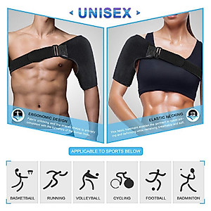 yaami Shoulder Care Stability Brace, Adjustable Strap Breathable Neoprene Compression Sleeve Injury Arthritis Pain Sling Support Rotator Cuff Wrap Dislocated Joint Belt Band