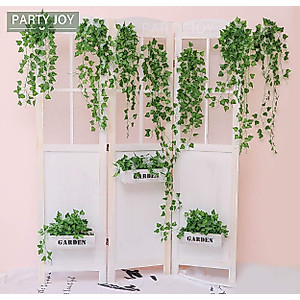 PARTY JOY 84Ft 12 Strands Artificial Ivy Leaf Vines Hanging Plants Garland Fake Foliage for Room Home Garden Bedroom Kitchen Patio Office Wedding Wall Decor (Green,960 Leaves)