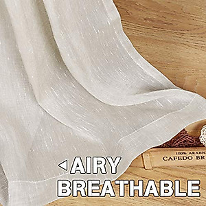 H.VERSAILTEX Home Decorative Privacy Window Treatment Linen Curtains/Natural Linen Blended Sheer Curtains/Panels/Drapes, Nickel Grommets, Natural Color, 96 Inches Long Living Room Curtains