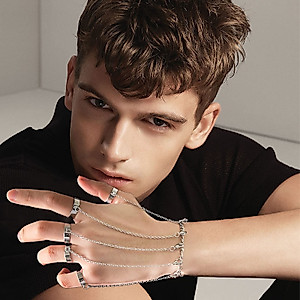 Hand Chain Bracelet Ring Bracelet Hand Chain Dainty 14K Gold Finger Ring Bracelet Trendy Adjustable Rhinestone Finger Ring Hand Chain for Women Gifts Trendy Stuff