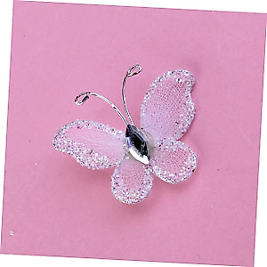 Veemoon 50pcs Butterfly Craft Gem Stickers Butterflies on Wire Gem Decorative Cake Decorations Cake Toppers Mesh Butterfly Nativity Ornament Decorative Butterfly Metal 3D Accessories White