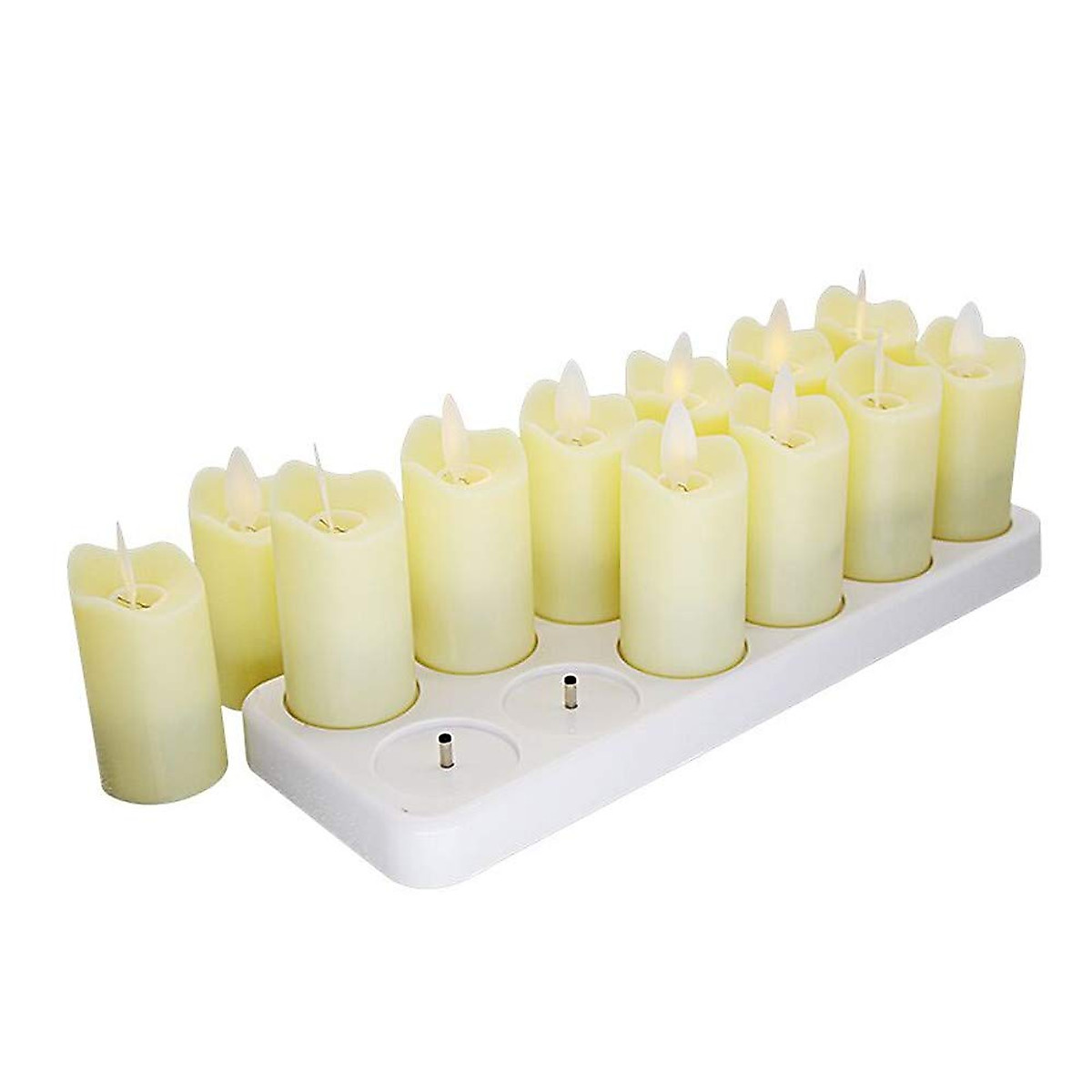 Christmas Decoration Flickering Flameless Candles Yellow Light Candles Battery Operated LED Tea Light Candles Pillar Electric Light for Garden Home Decor Party Wedding Festival Celebrations-12pcs