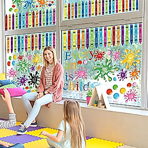 GreenPine 7 Sheets Inspirational Quotes Window Clings Stickers Every Child Is an Artist Colorful Paint Splatter Back to School Positive Sayings Home Bedroom Living Room School Classroom Nursery Playroom Decoration​