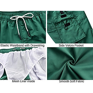 Nonwe Men's Swimming Shorts Lightweight Breathable Boardshorts with Drawstring Green 34