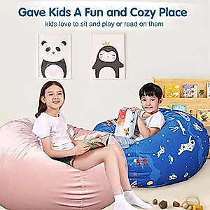 Lukeight Stuffed Animal Storage Bean Bag Chair for Kids and Teens Without Filling, Zipper Storage BeanBag Cover for Organizing Stuffed Animal, Luxury Velvet Soft Bean Bag Chair Cover (No Beans) Large