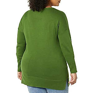 Amazon Essentials Women's Lightweight Long-Sleeve V-Neck Tunic Sweater (Available in Plus Size), Green, Small