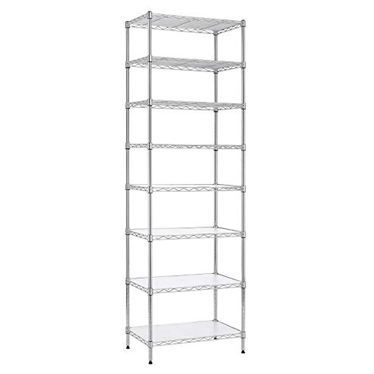 Finnhomy 8-Tier Wire Shelving Unit, Adjustable Pantry Shelves, 8 Shelves Metal Shelving for Storage, Wire Storage Racks or Two 4-Tier Shelving Units with 8 Pieces of PE mat, NSF Certified, Chrome