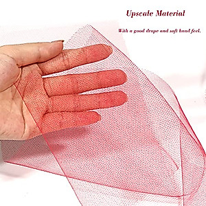 2 Pcs Tulle Fabric Rolls 6 Inch 100 Yards Polyester Tulle Gift Bow Tulle Roll Spool Fabric for Sewing Table Skirt and Birthday Party Wedding Decorations DIY Crafts Supplies (Red)