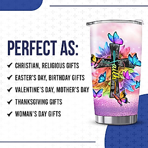 ZAGKOO Christian Gifts For Women Faith - Religious Gifts for Women, Mom, Grandma, Wife, Sister - Inspiration, Spiritual, Catholic, Easter Day, God, Bible, Birthday Gift Ideas for Friend - Tumbler Cup